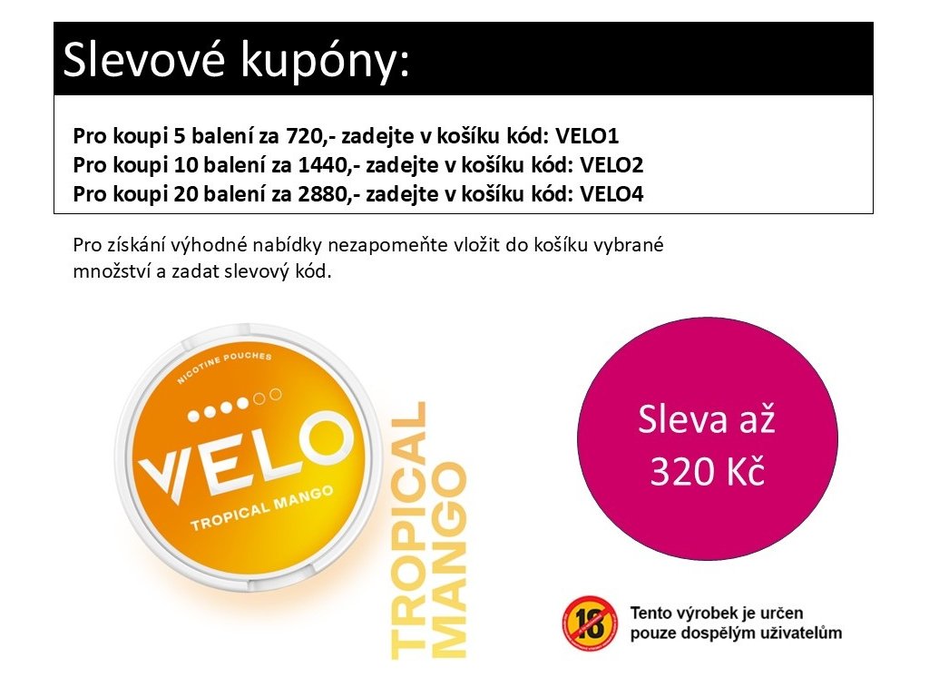 VELO nikotinové sáčky ve spoustě skvělých příchutích!